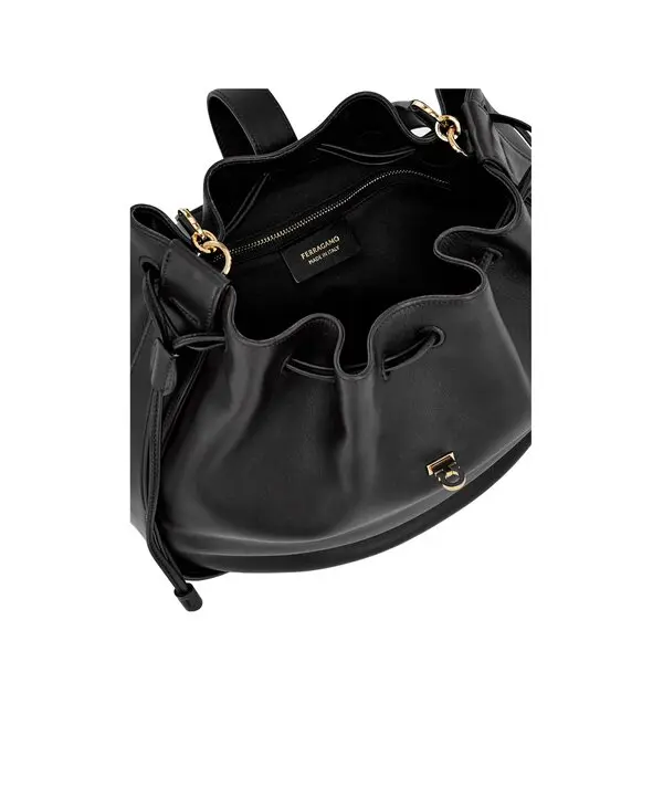 FERRAGAMO Hug Buckle Bucket Bag - Black