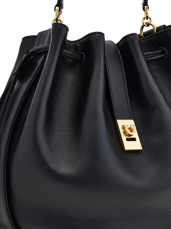 FERRAGAMO Hug Buckle Bucket Bag - Black