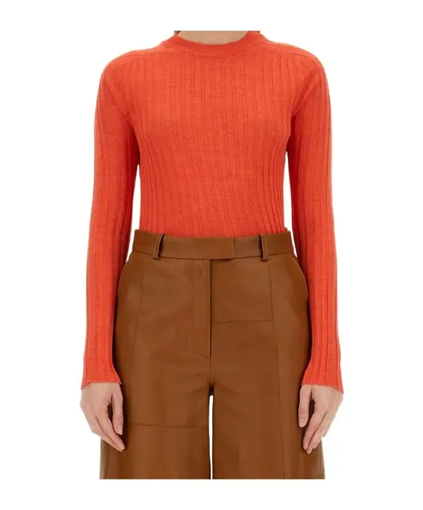 ALYSI Crewneck Long-sleeved Knitted Top - Red