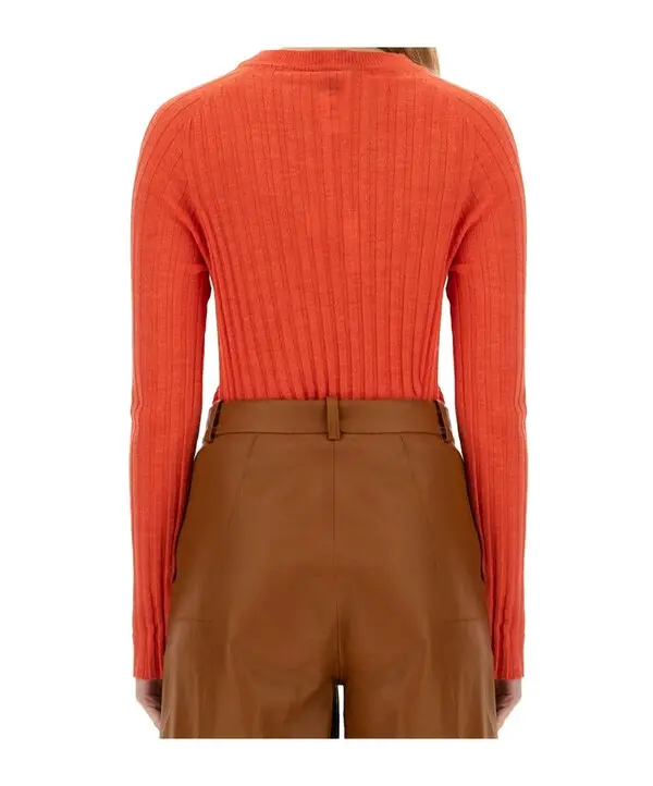 ALYSI Crewneck Long-sleeved Knitted Top - Red