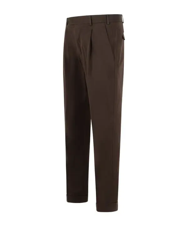 PT TORINO Rebel Pleated Cuffed Pants - Brown