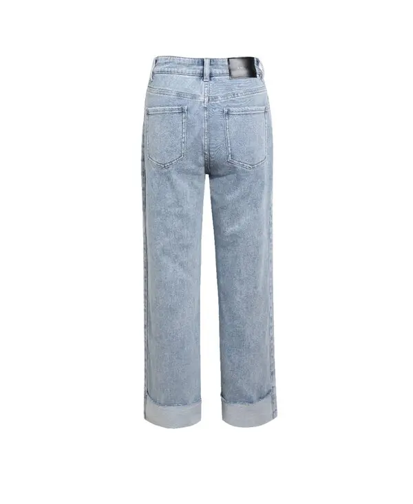 LIUREGALI Smiley Face Embellished Straight Leg Jeans