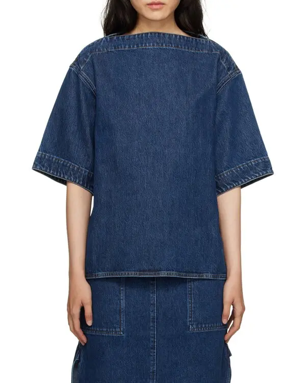 TOTEME Denim Dart-neck Top