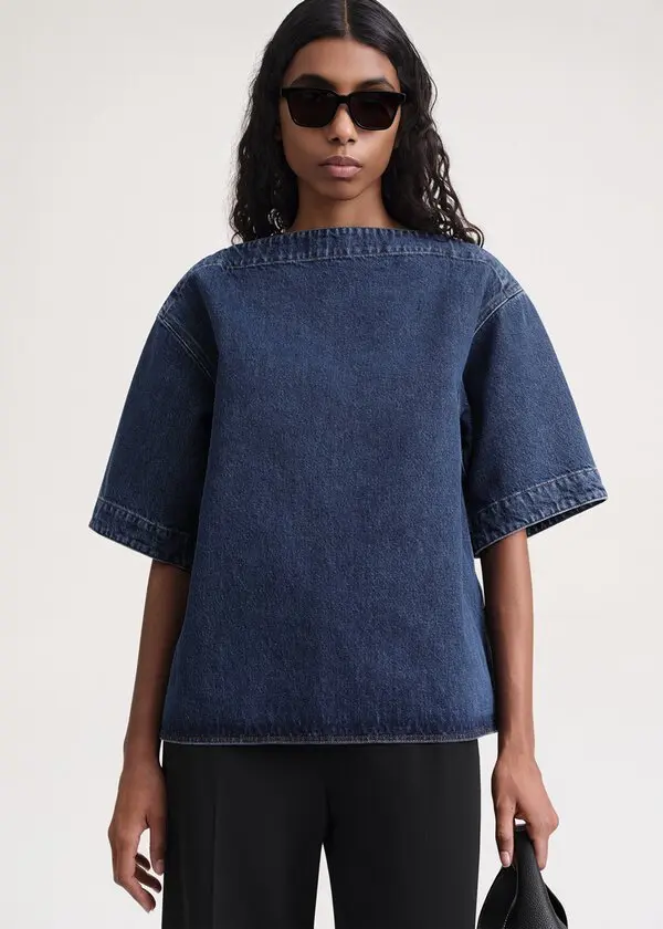 TOTEME Denim Dart-neck Top