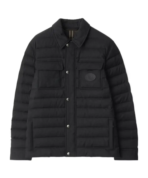 Burberry Wool Flannel Padded Overshirt - Charcoal-grey