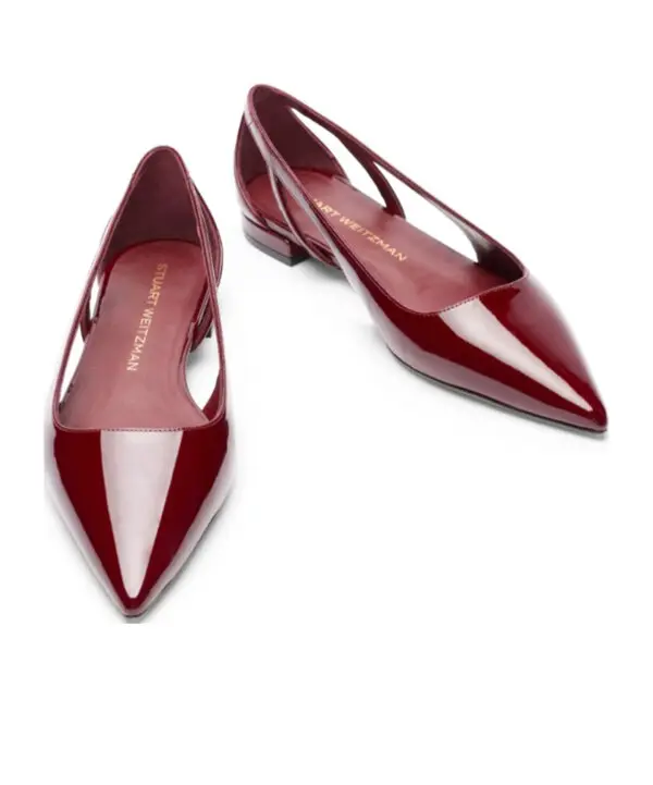STUART WEITZMAN Pointed Toe Cutout Flat - Red