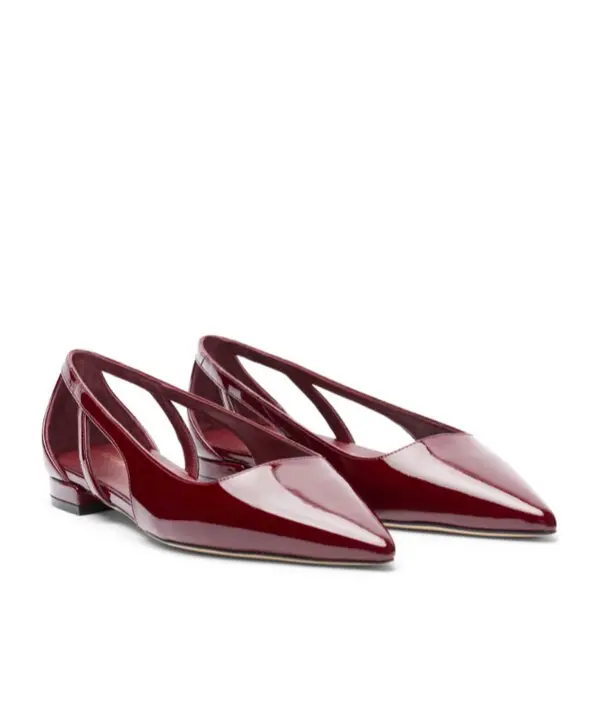 STUART WEITZMAN Pointed Toe Cutout Flat - Red