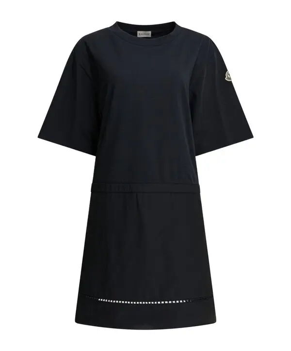 Moncler Short Sleeve Crewneck Dress With Logo Detail