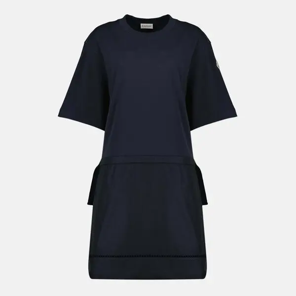 Moncler Short Sleeve Crewneck Dress With Logo Detail