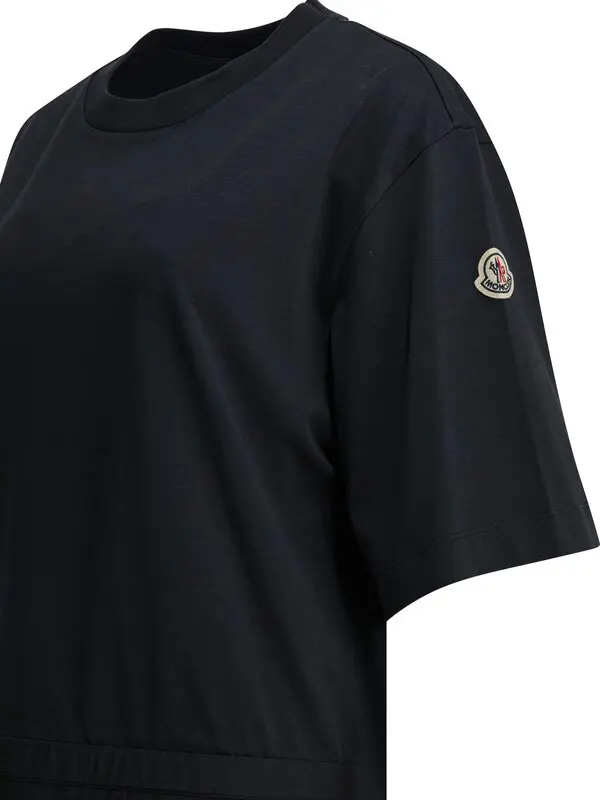 Moncler Short Sleeve Crewneck Dress With Logo Detail