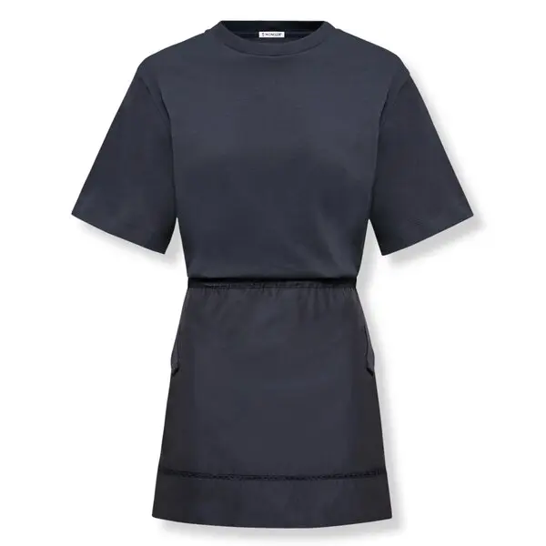 Moncler Short Sleeve Crewneck Dress With Logo Detail