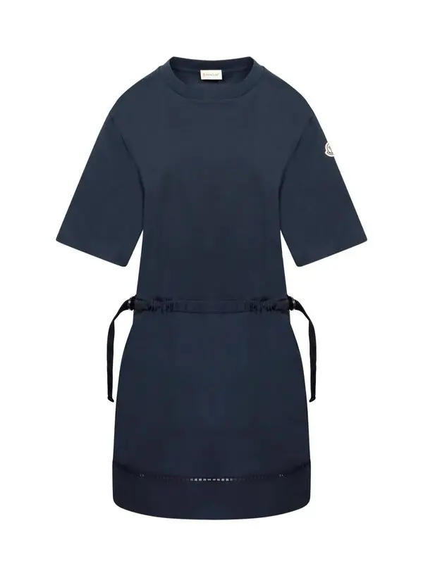 Moncler Short Sleeve Crewneck Dress With Logo Detail