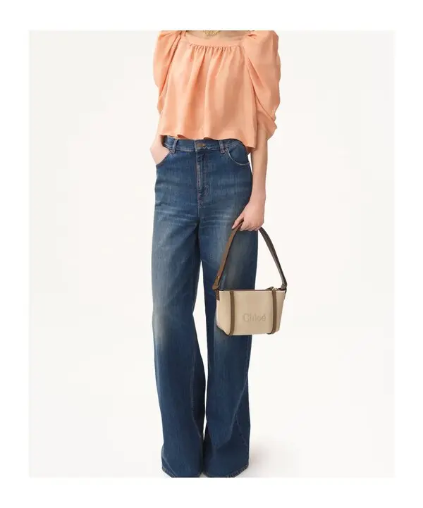 Chloé Carry Logo Detailed Shoulder Bag - Vegetable Beige