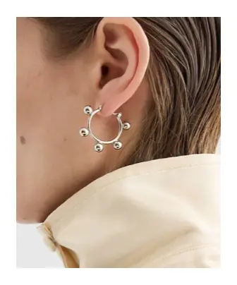 JIL SANDER Toned Hoop Earrings With Embossed Logo