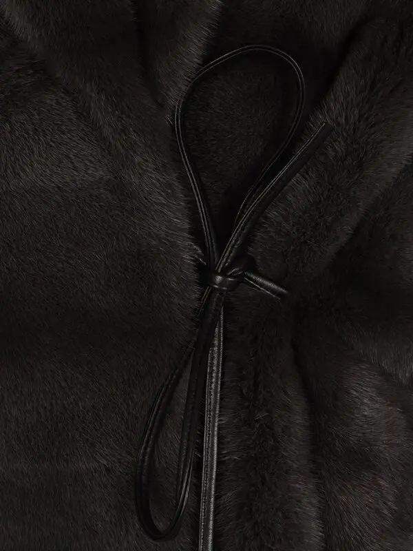 YVES SALOMON Long-sleeved Fur Coat With Drawstring