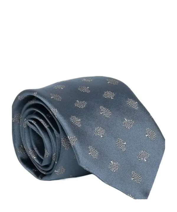 Mulberry Pointed Tie With All-over Graphic Pattern - Blue