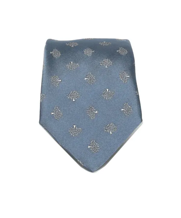 Mulberry Pointed Tie With All-over Graphic Pattern - Blue