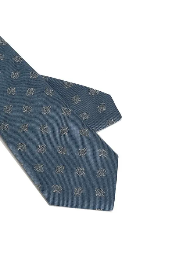Mulberry Pointed Tie With All-over Graphic Pattern - Blue