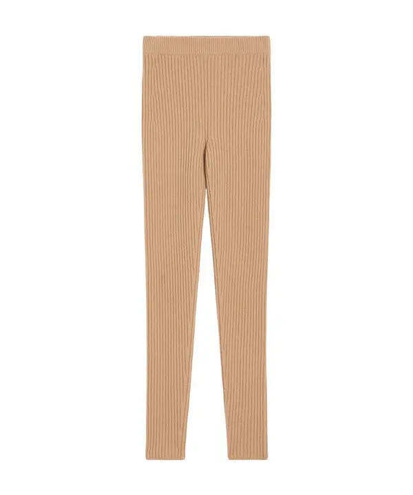 Max Mara Apogeo Ribbed Knit Leggings - Camel