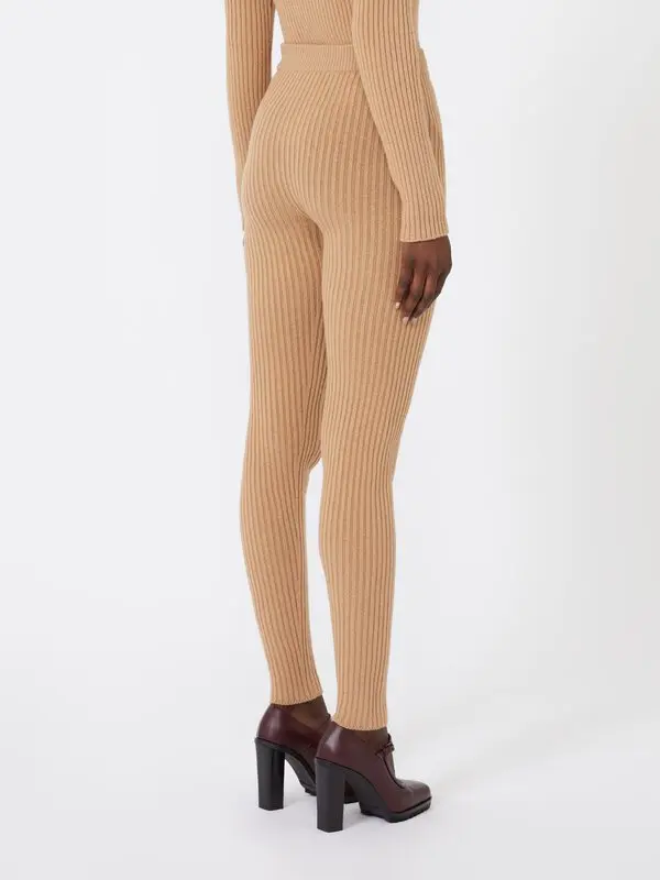 Max Mara Apogeo Ribbed Knit Leggings - Camel