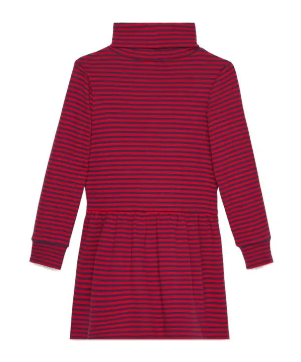 Gucci High-neck Striped Long Sleeve Dress
