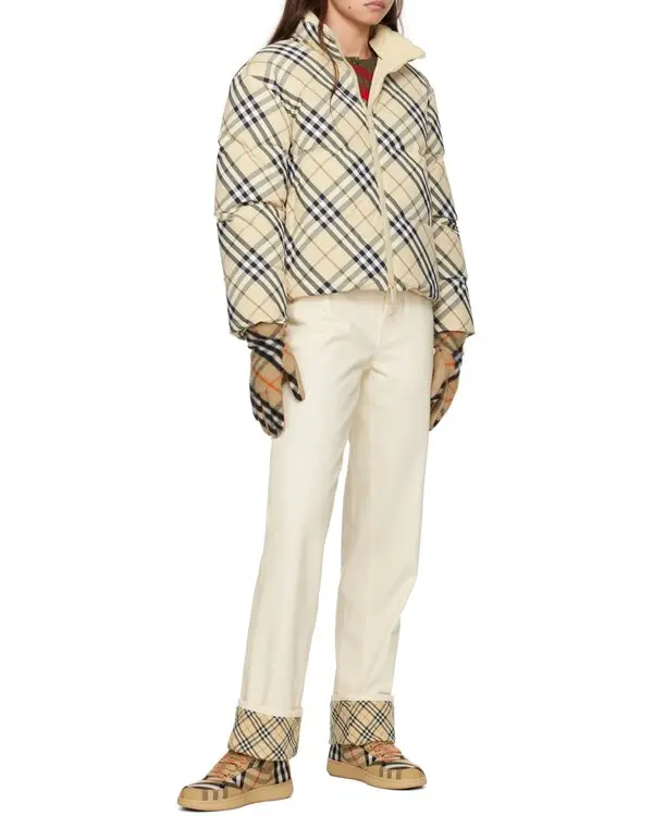 Burberry Checked Lace-up Sneakers - Sand-colored