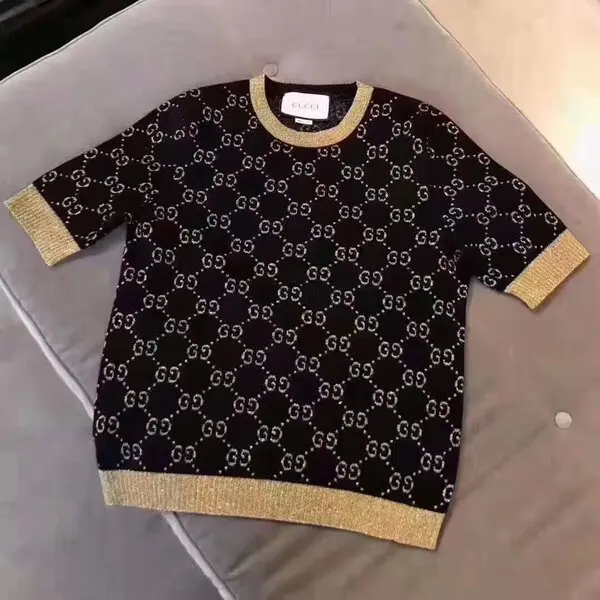 Gucci Gg Motif Lamé Knit Top - Blue