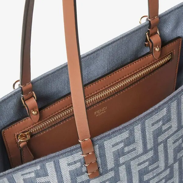 Fendi Roll Ff Jacquard Small Tote Bag