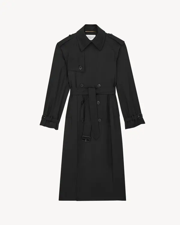 Saint Laurent Double-breasted Silk Trench Coat