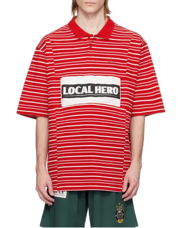 Martine Rose Logo Embroidered Striped Polo Shirt