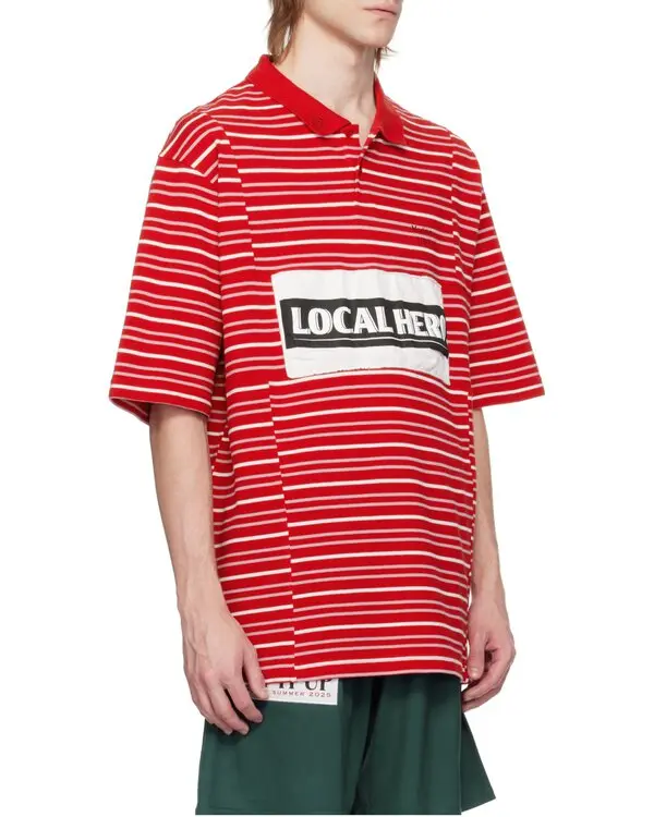 Martine Rose Logo Embroidered Striped Polo Shirt