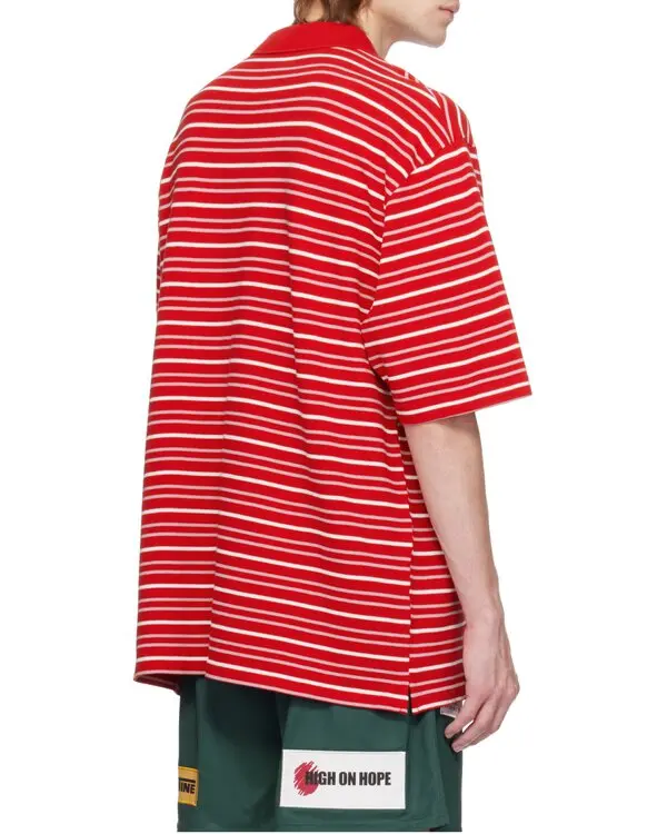 Martine Rose Logo Embroidered Striped Polo Shirt