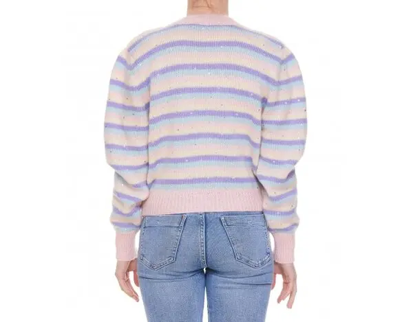 Alessandra Rich Striped Diamond Trim Cardigan