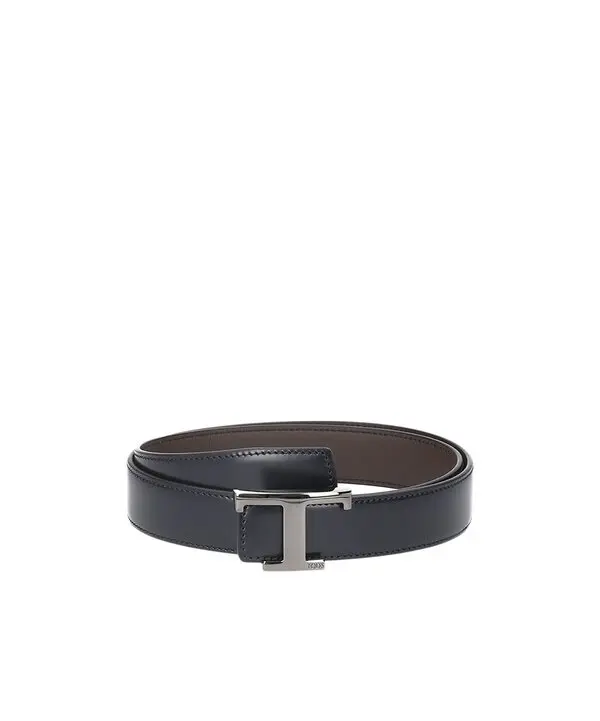 TOD'S T Buckle Belt - Dark Blue/brown