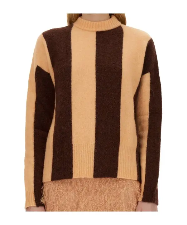 ALYSI Striped Knit Jumper - Brown
