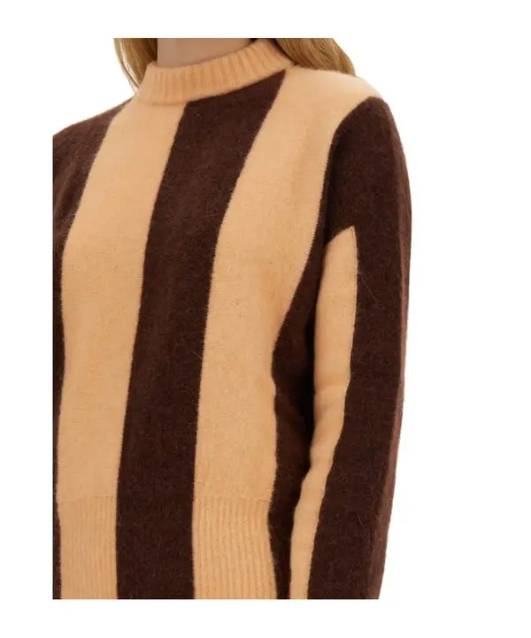 ALYSI Striped Knit Jumper - Brown