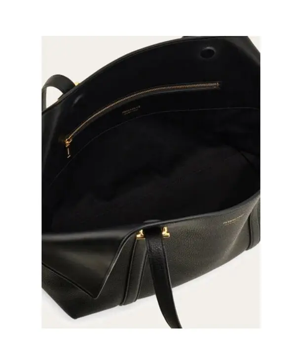 FERRAGAMO Folded Tote Bag In Calfskin Leather - Black
