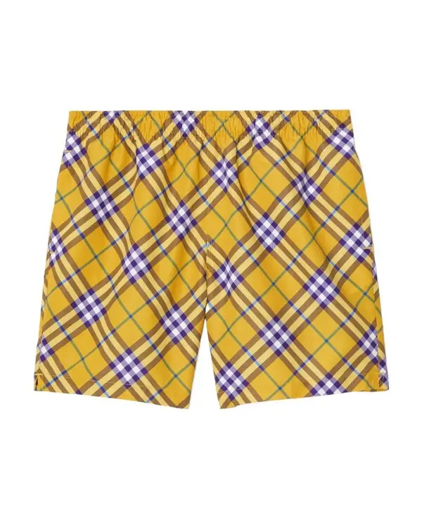 Burberry Check-printed Knee-length Swim Shorts - Purple