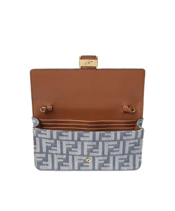 Fendi Baguette Ff Jacquard Chain-linked Wallet - Blue