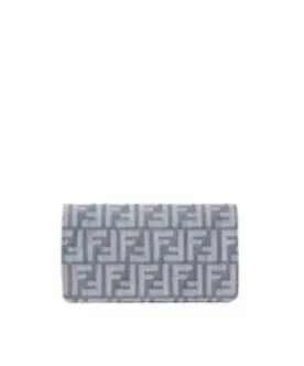 Fendi Baguette Ff Jacquard Chain-linked Wallet - Blue