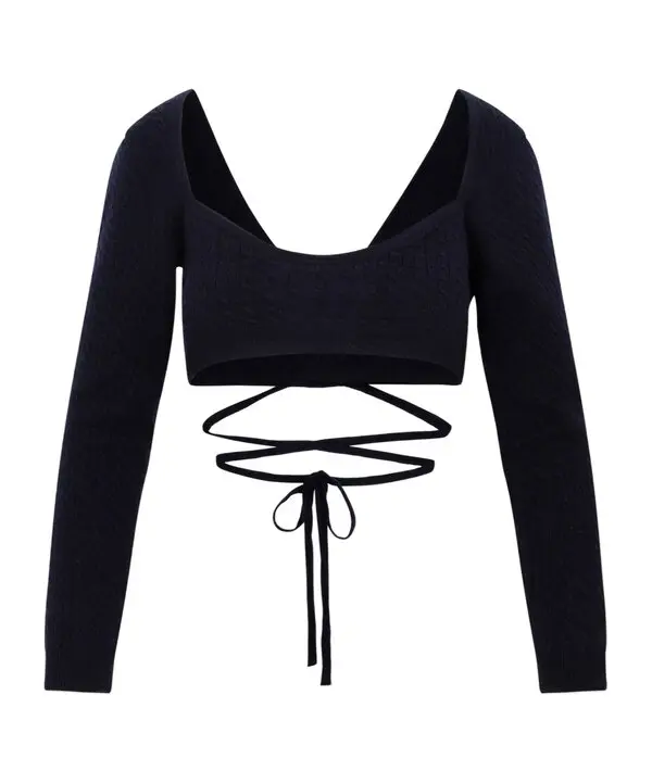 PATOU Lace-up Cropped Knit Top