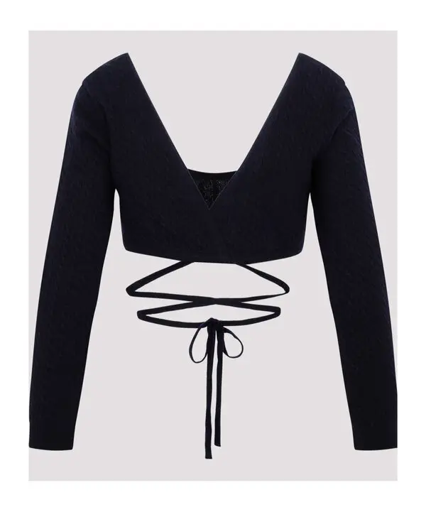 PATOU Lace-up Cropped Knit Top
