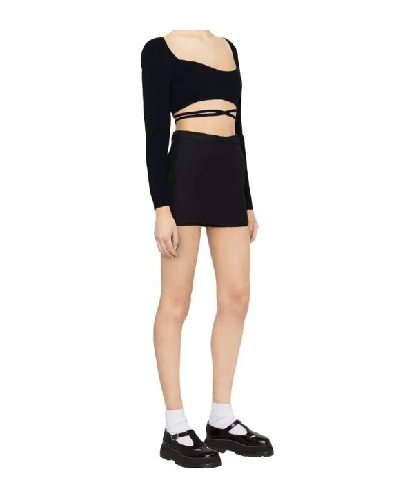 PATOU Lace-up Cropped Knit Top