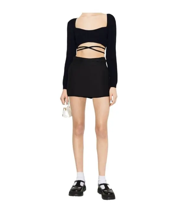 PATOU Lace-up Cropped Knit Top