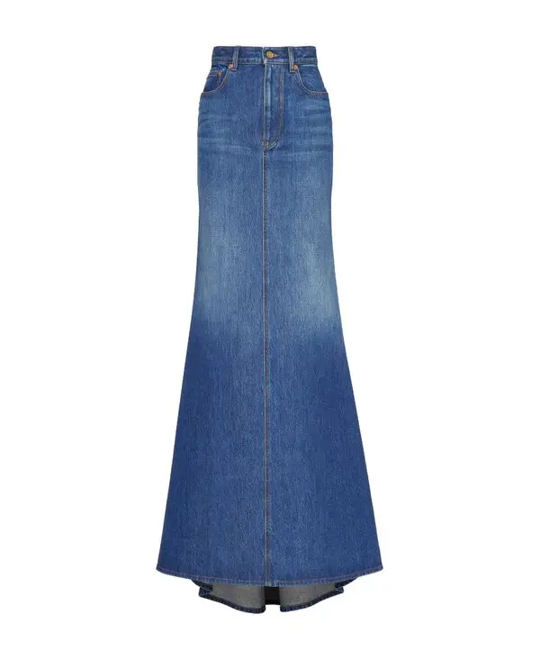 Valentino Garavani High-waisted Denim Maxi Skirt