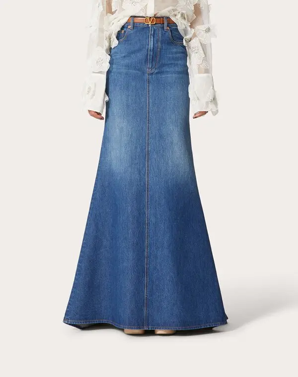 Valentino Garavani High-waisted Denim Maxi Skirt