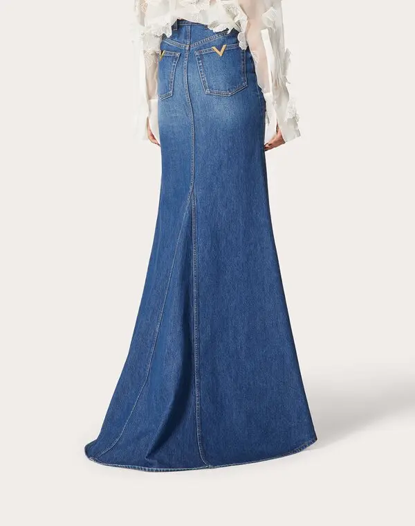Valentino Garavani High-waisted Denim Maxi Skirt
