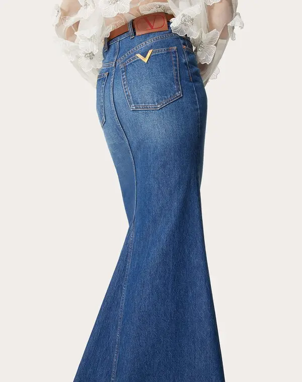 Valentino Garavani High-waisted Denim Maxi Skirt