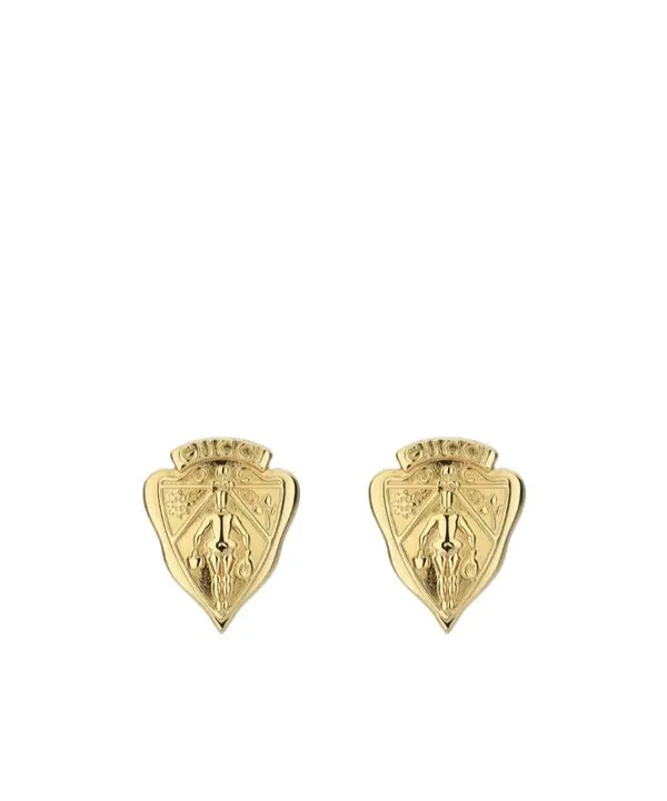 Gucci Crest Earrings - Golden