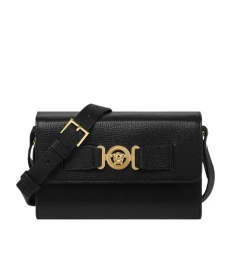 Versace Medusa Plaque Shoulder Bag - Black